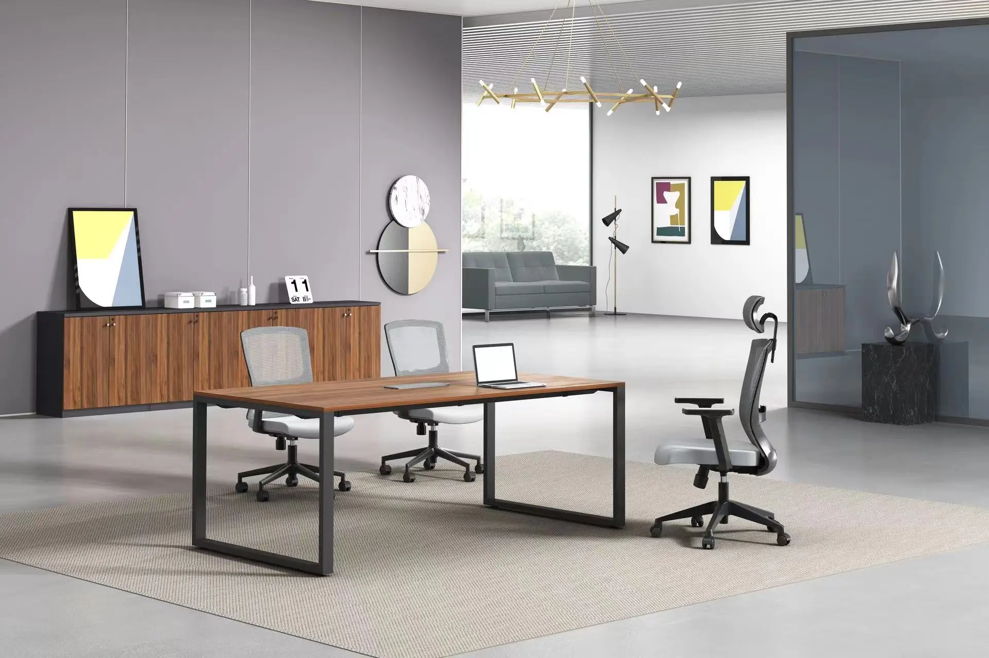 Simple Modern Conference Room Long Table Large And Small Desk ...