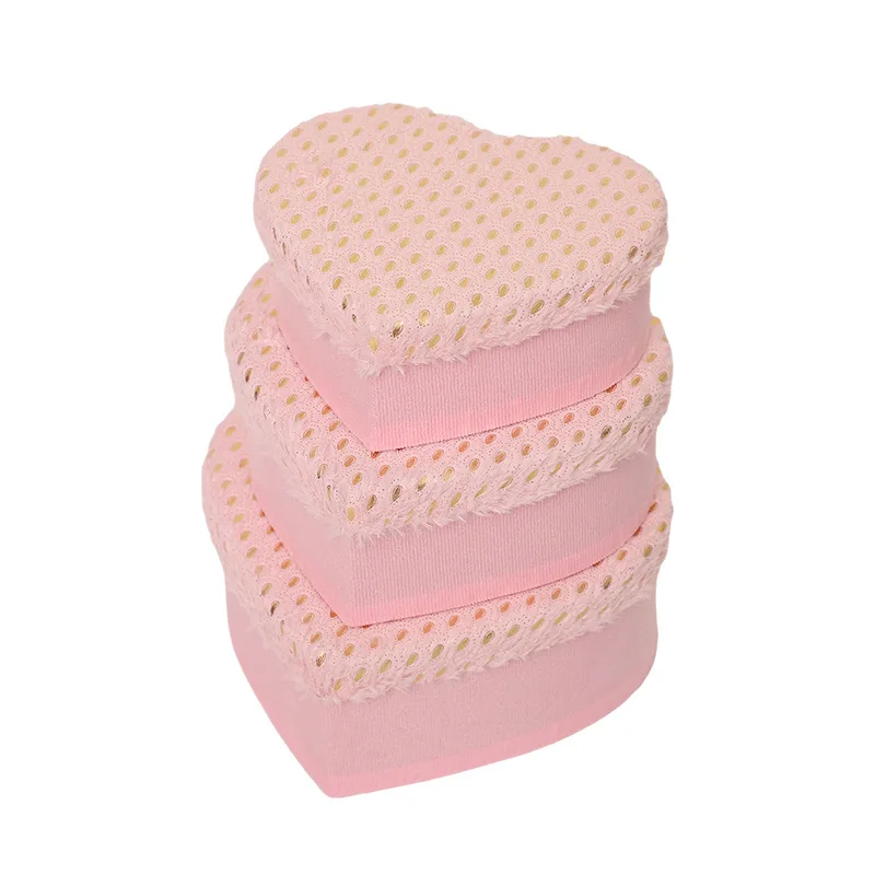 3Pcs Heart Shape Fluff Box Plush Storage Boxes Nesting Cardboard Lids ...