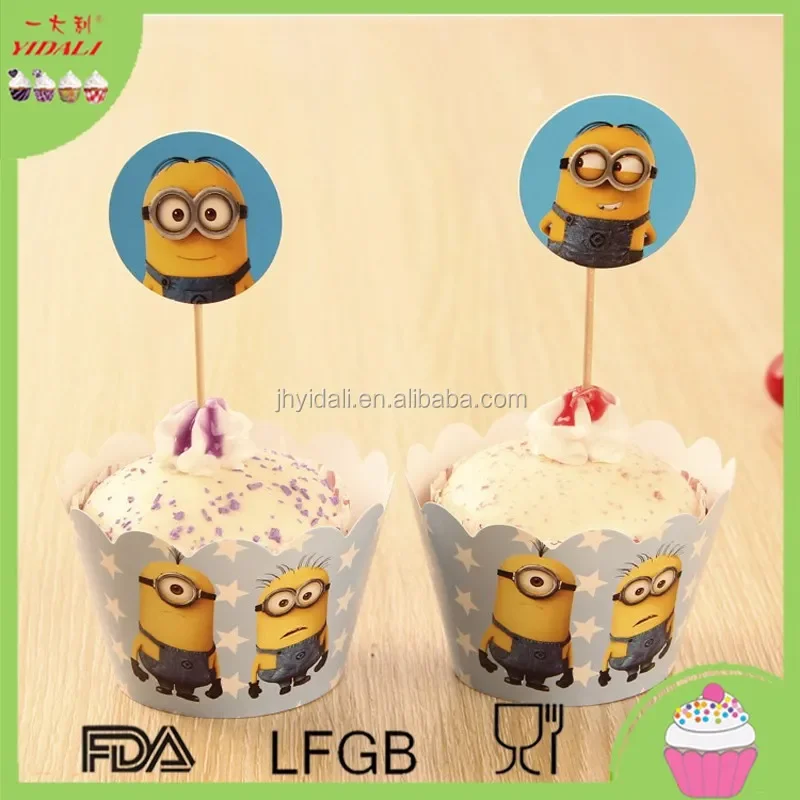 Birthday Decorations - Cupcake Toppers Baby Party Wrapper Cake Inserted ...