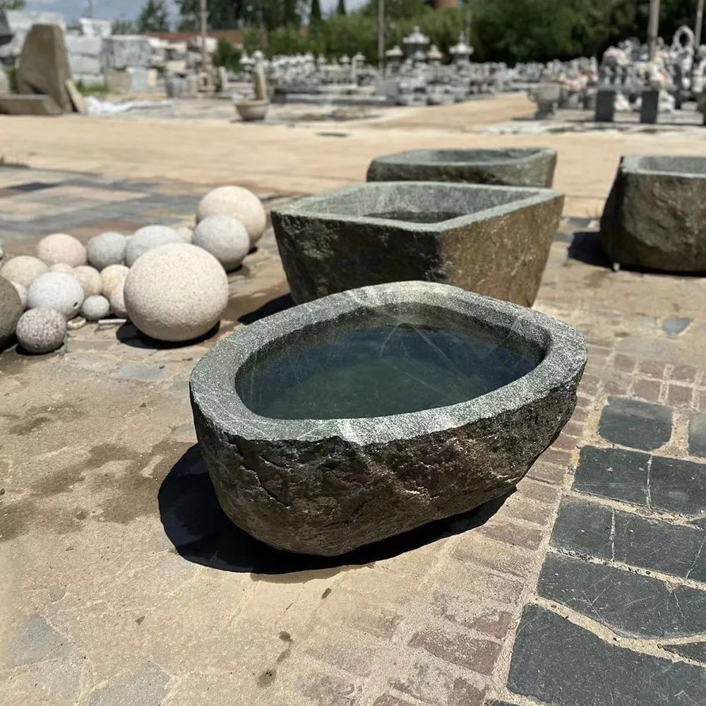 Outdoor Natural Stone Flower Pot - Perfect for Garden Decor
