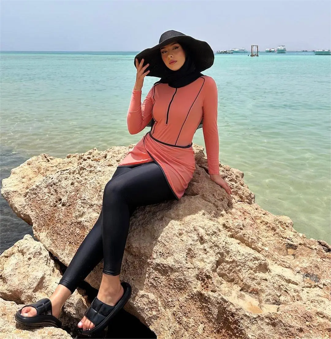 Women's Modest Swimwear Muslim Swimsuit with Hijab Full Body Long ...