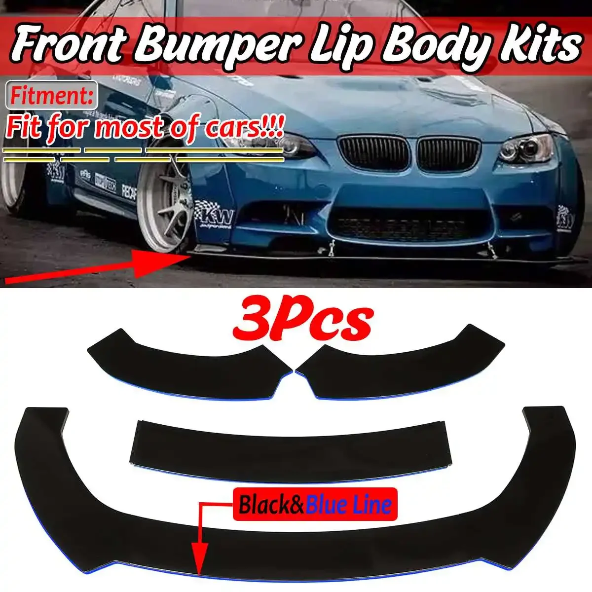 Universal Car Front Bumper Lip Deflector Lips Diffuser Guard For Bmw ...