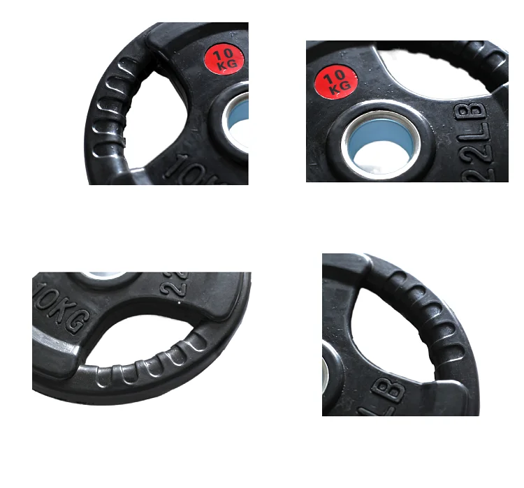 Custom Gym Bumper Rubber Barbell/ Three Handles Tri Grip Three Holes ...
