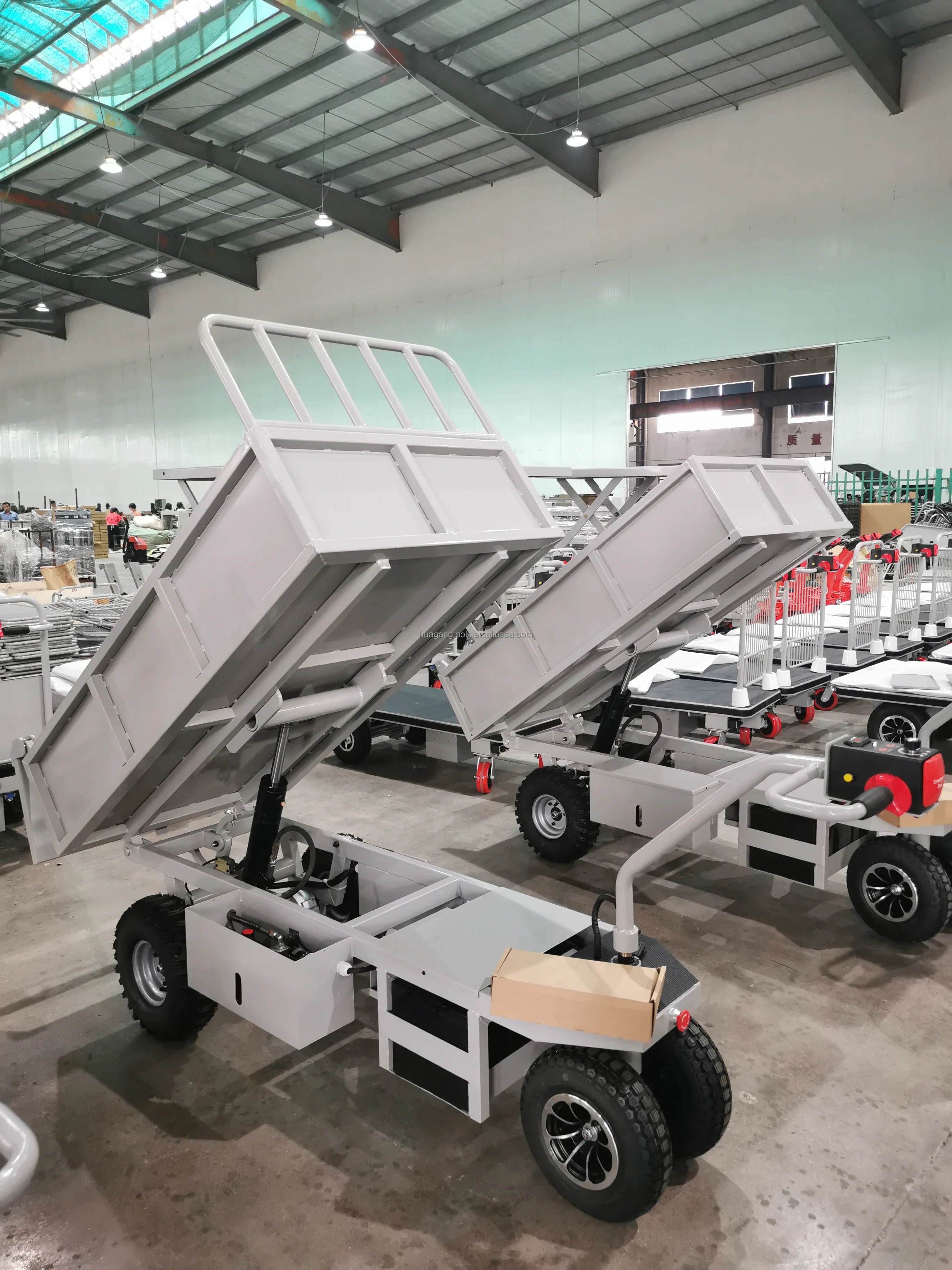 Electric Dump Cart - Four Wheels Truck Powered Hand Trolley