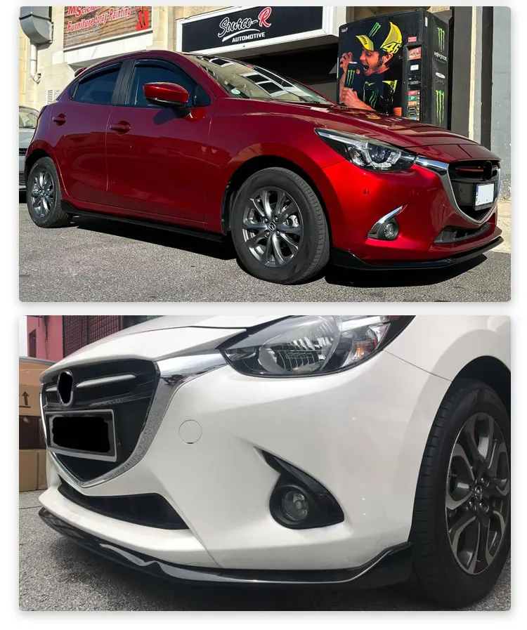 New Mazda Demio 2014-2020 Front Lip & Side Skirts Body Kit, Matte Black ...