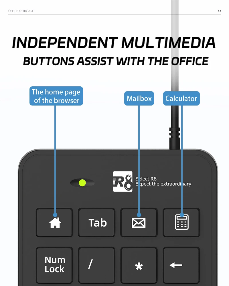 R8 Laptop Mini USB Calculator Keypad - Durable & Versatile