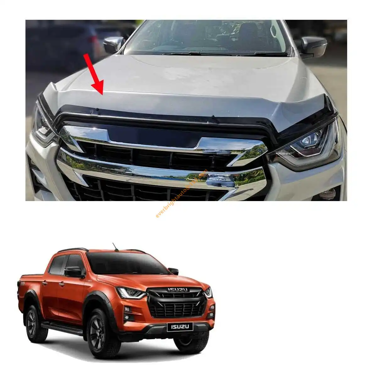 Bonnet Guard For Dmax D-max 2019 2020 2021 Genuine Clear And Black ...