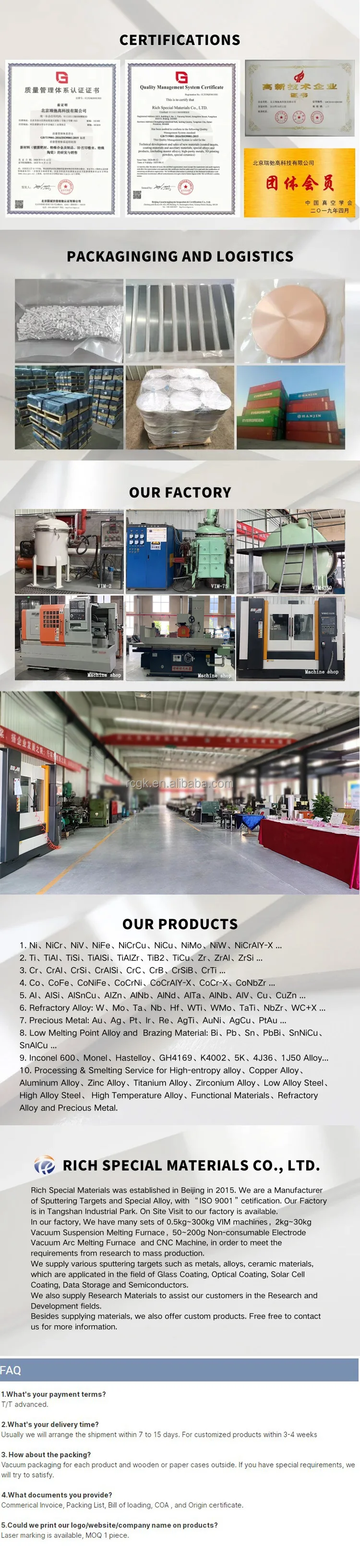 Different Shape And Purity Copper Sputtering Targets Magnetron Sputter ...