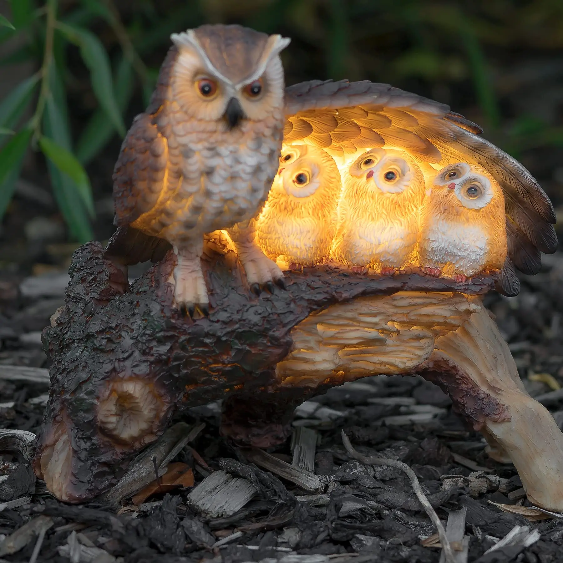 Solar Owl Light Statue Figurine Led Light Outdoor Decorations Resin ...