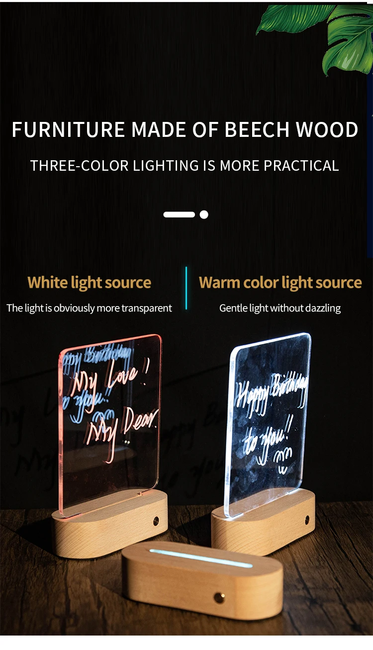 High-quality Solid Wood Round Luminous Base Bottle Creative Diy 3d ...