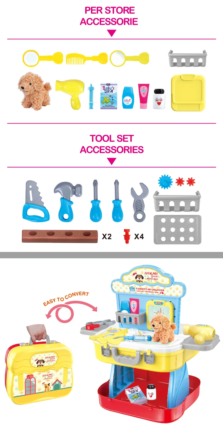 Unisex Kids Pretend Play Workbench Toy Set Creative Repair Toolcabinet ...