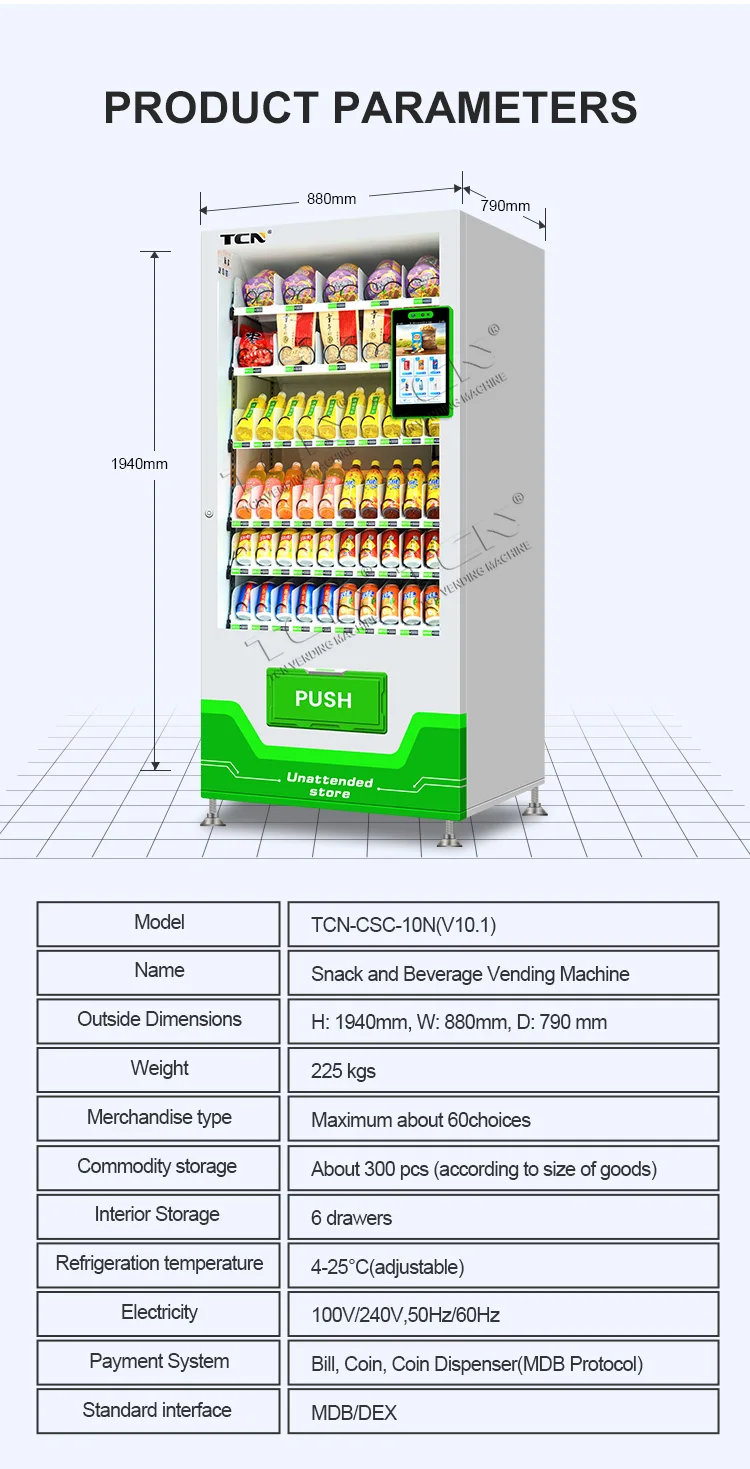Tcn Cashless Vending Machine Qr Code Payment Vending Machine For Snacks - Buy Cashless Vending ...