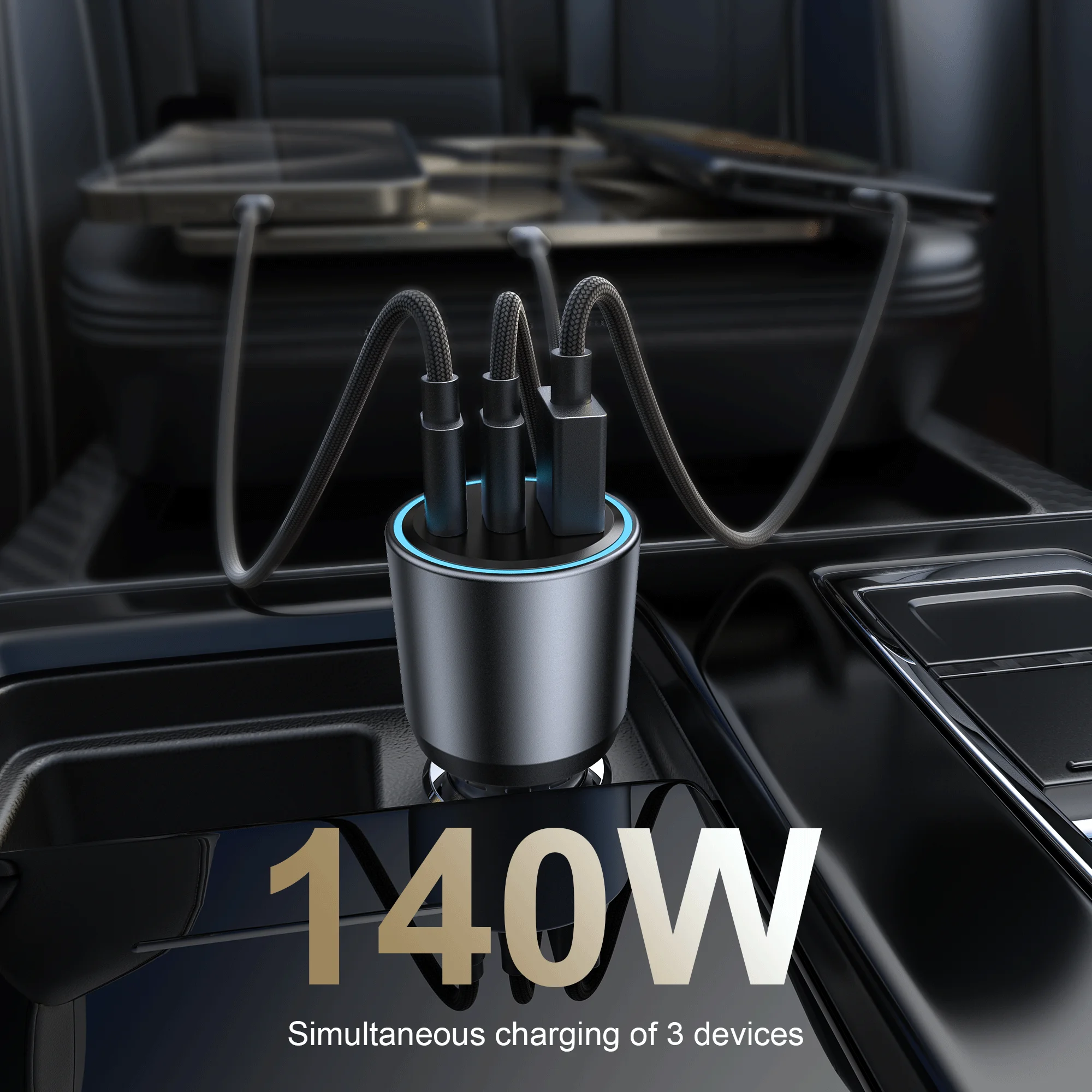 Usb Pd 140w Custom Fast Charging Cell Phone Car Charger Qc3.0 Type C ...