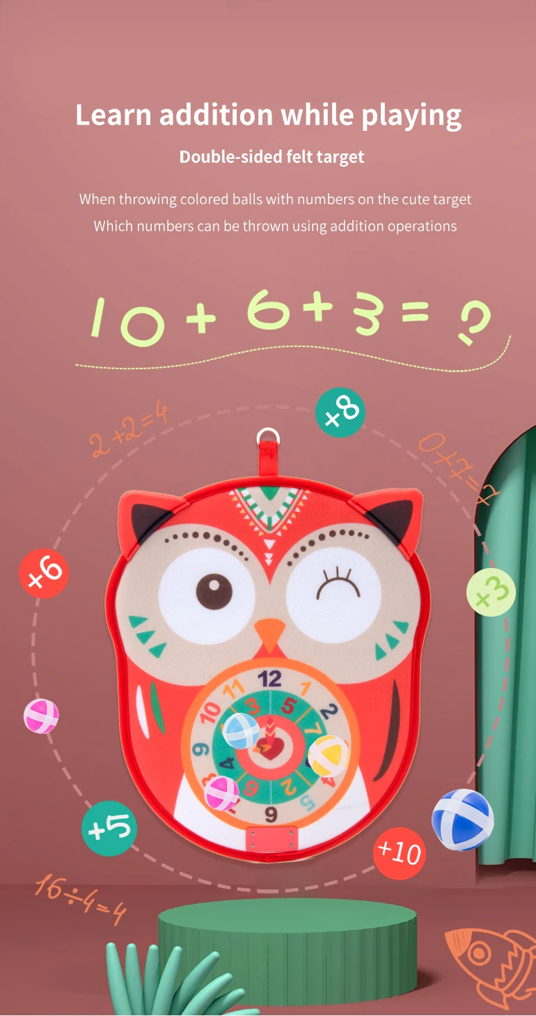 Chengji Interactive Toys Animals Fabric Double Side Dart Board Set Sticky Ball Target Dartboard ...