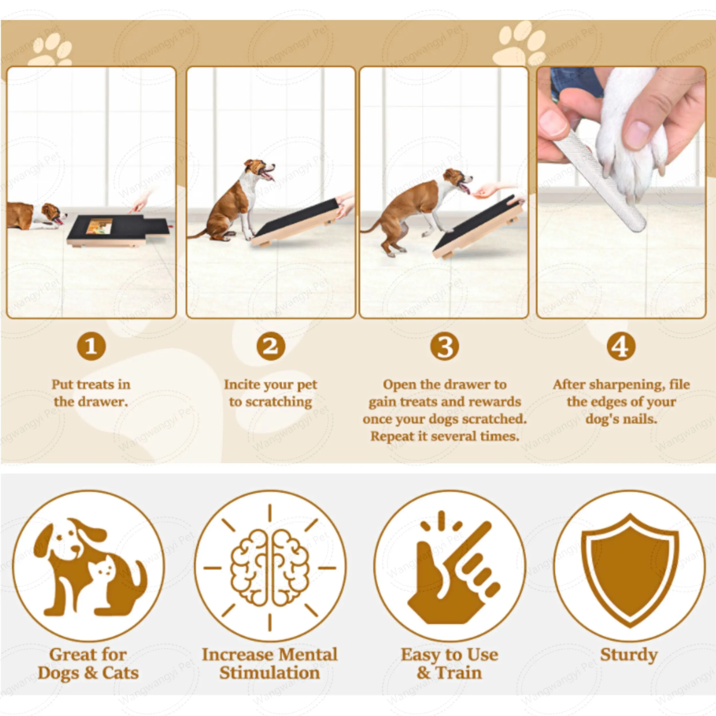 2024 Wooden Dog Scratching Board Interactive Iq Puzzle Toy Dog Nail ...