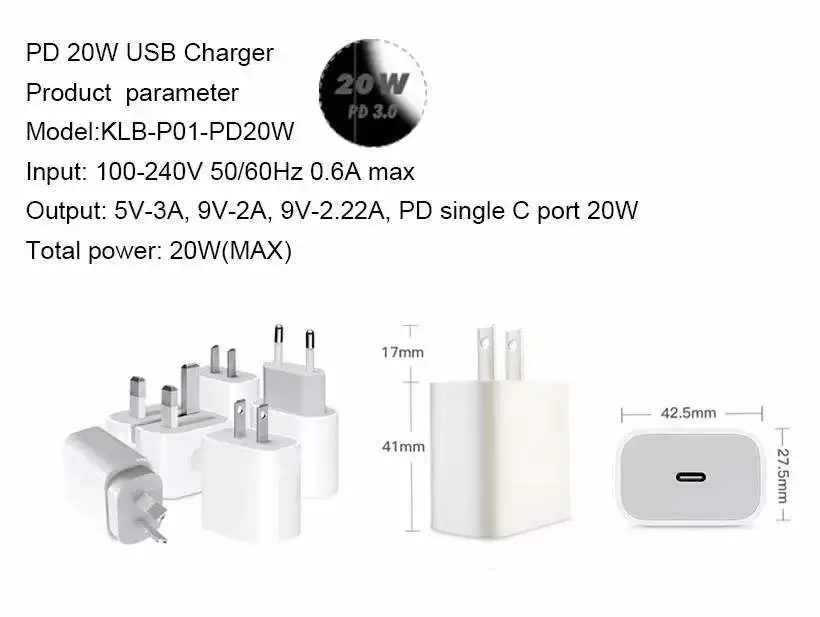 Pd 20w Fast Charger Type C Quick Charge For Iphone 15 14 13 12 11 Pro ...