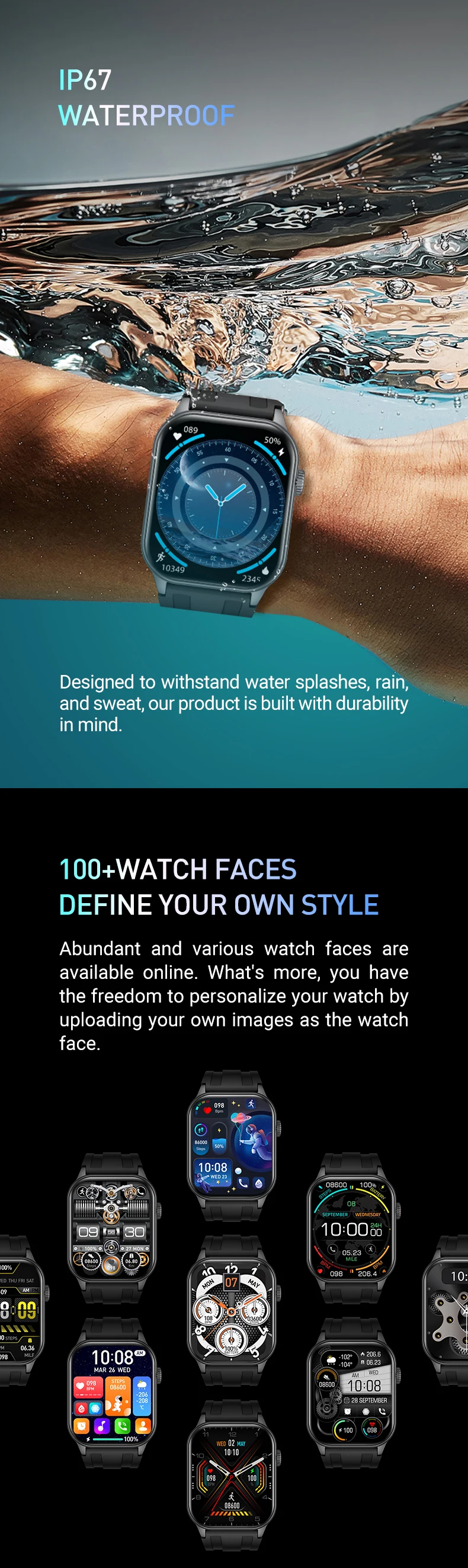 2024 Touch Screen Ip67 Waterproof Ultra Amoled Ios Android Support ...