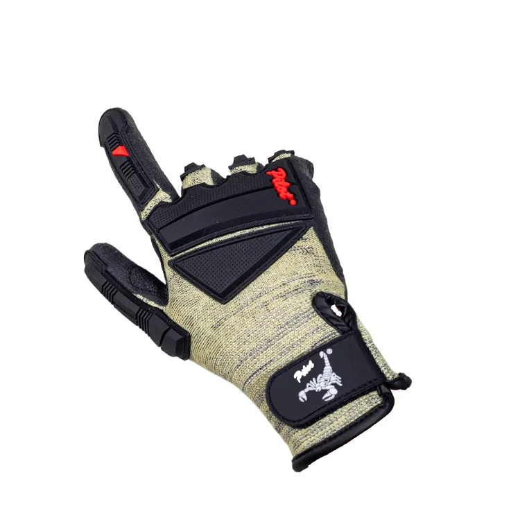 Aramid and Glass Fiber Anti-Impact Safety Gloves Coated Foam Nitrile ...