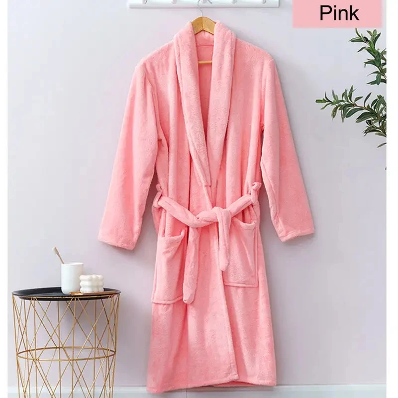 Wholesale Custom Good Quality Women Coral Fleece Solid Color Bathrobe ...