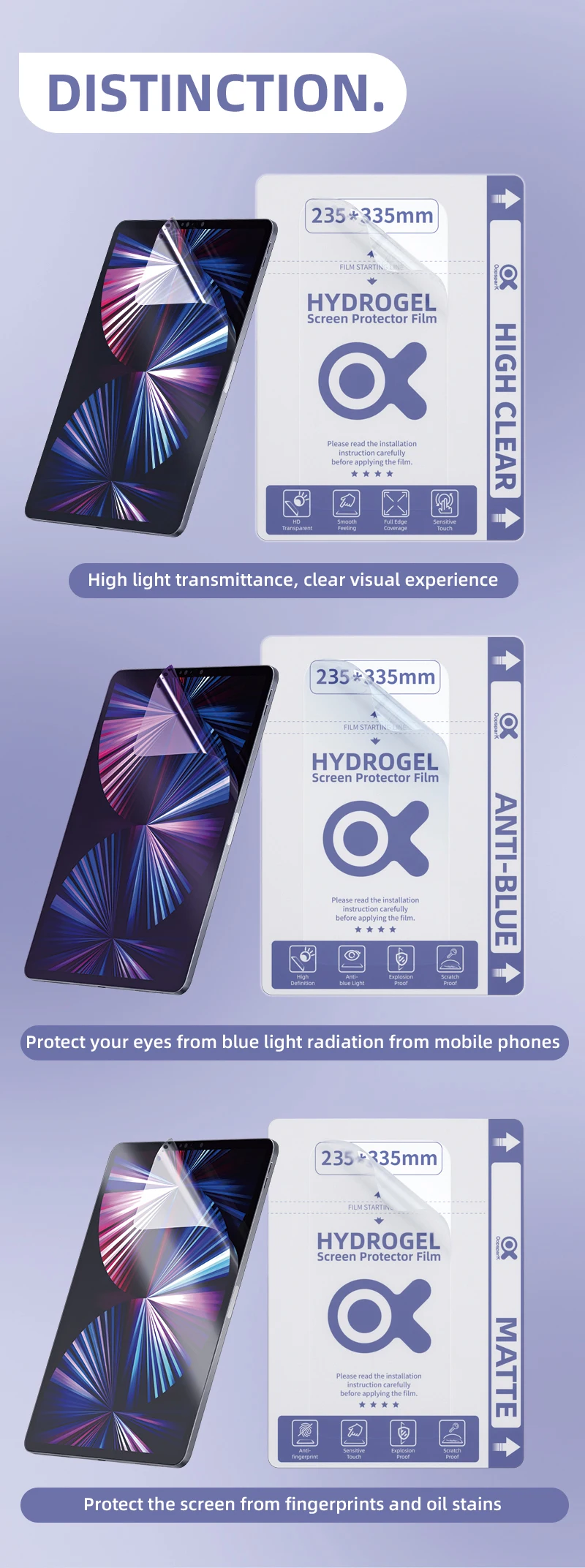 High Clear 3d Tablet Hydrogel Tpu Film Big Size Material Soft Nano 12.9 ...