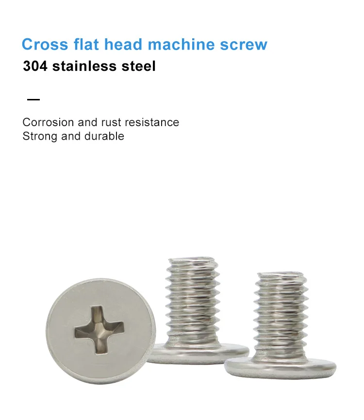 304 Stainless Steel Cross Groove Phillips Flat Head Screws