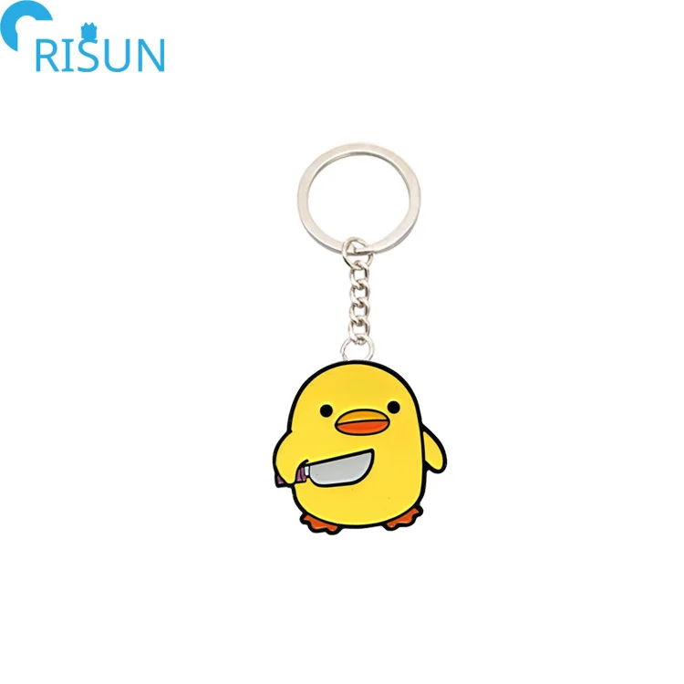 Wholesale Cute Animal Cartoon Duck With Knife Enamel Keychain Custom ...