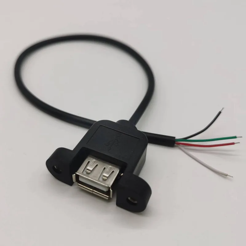 Panel Mount Usb2.0 Female To 2 Wires 2464 Open End Cable Pigtail With ...