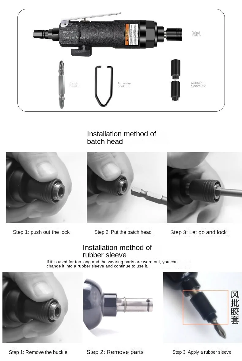 Industrial Pneumatic Screw Drivers High Torque Straight Air Impact ...