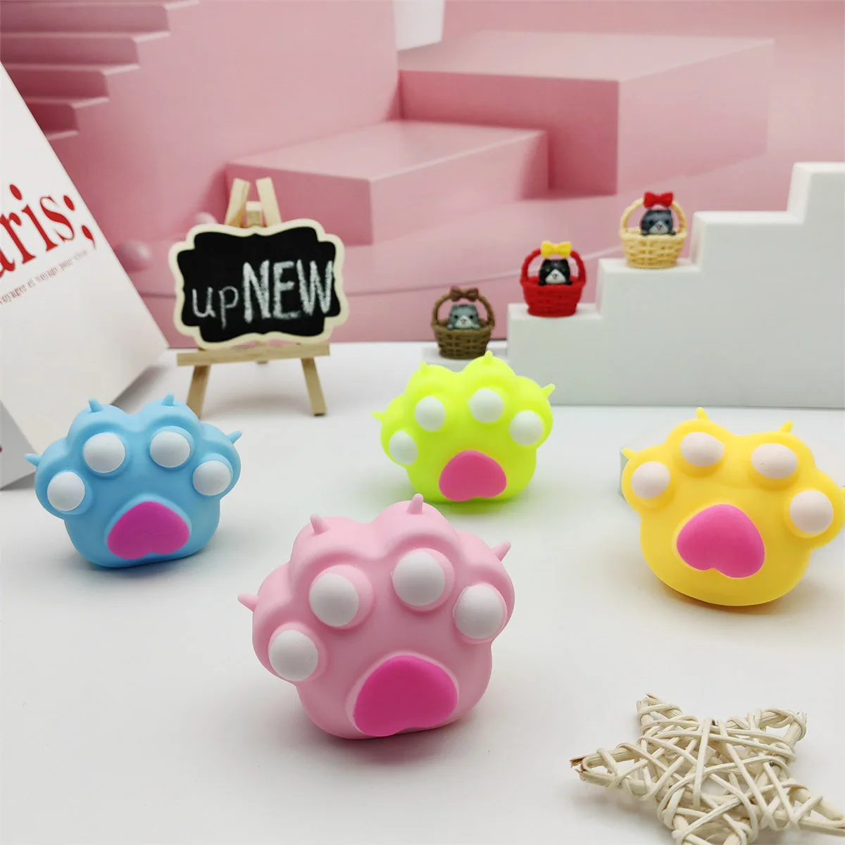 Kawaii Multi-Color Simulation Cartoon Cat Claw TPR Fidget Toy for ...