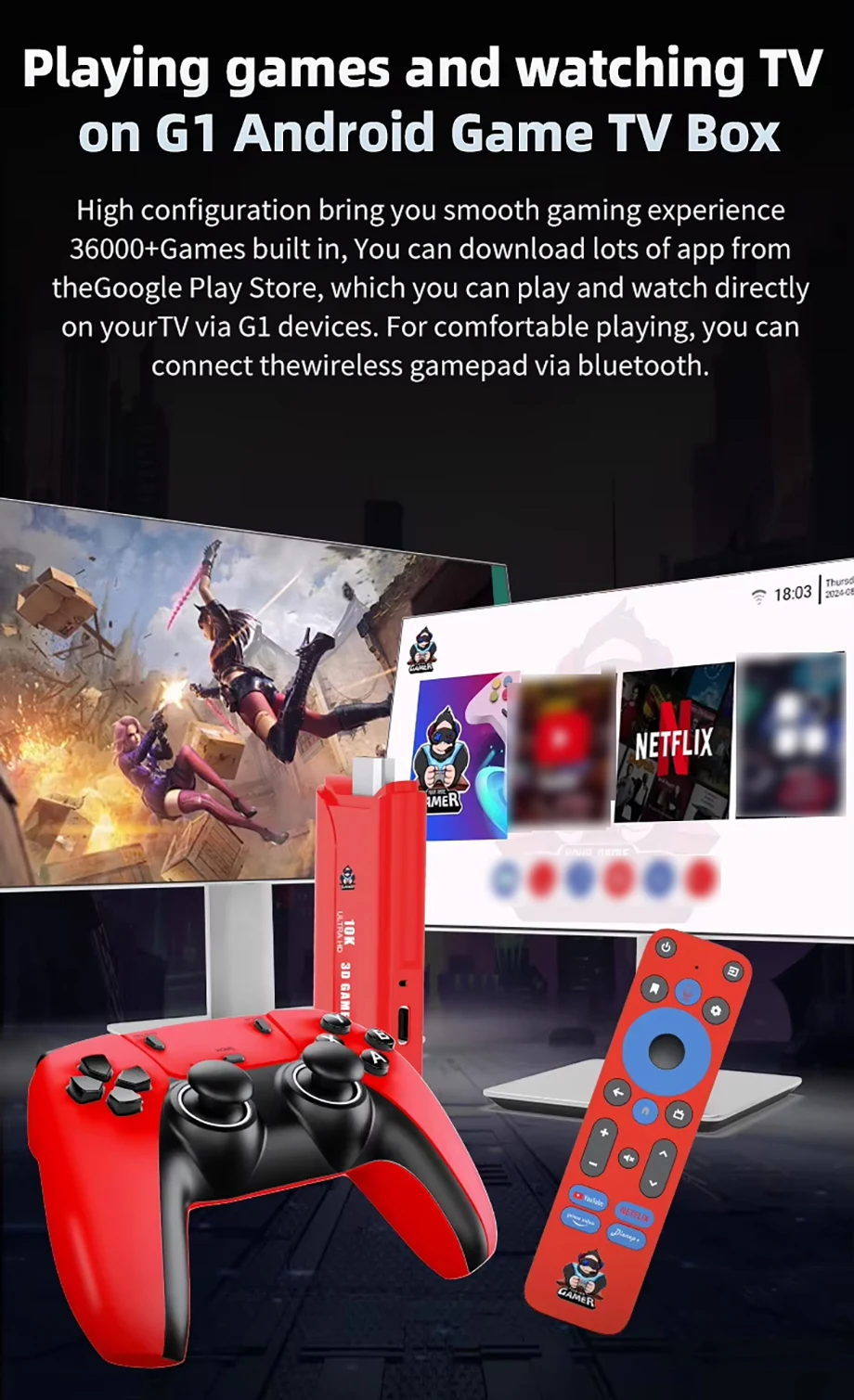 Ye G1 Game Stick 4K Output Dual System 3D Game Stick Retro Video Games ...