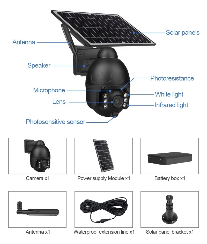 2023 Hd 1080p Solar Camera,Pir Battery Security Wireless Wifi 4g Camera ...
