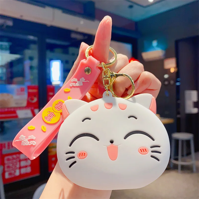 Cute Cartoon Cat Silicone Bag Charm - Kawaii Keychain