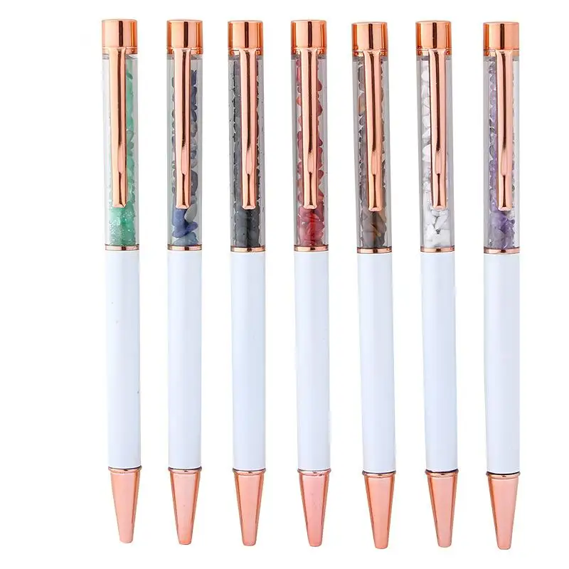Crystal Gemstone Ball Pen Colorful Quicksand Spiritual Magic Crystal ...