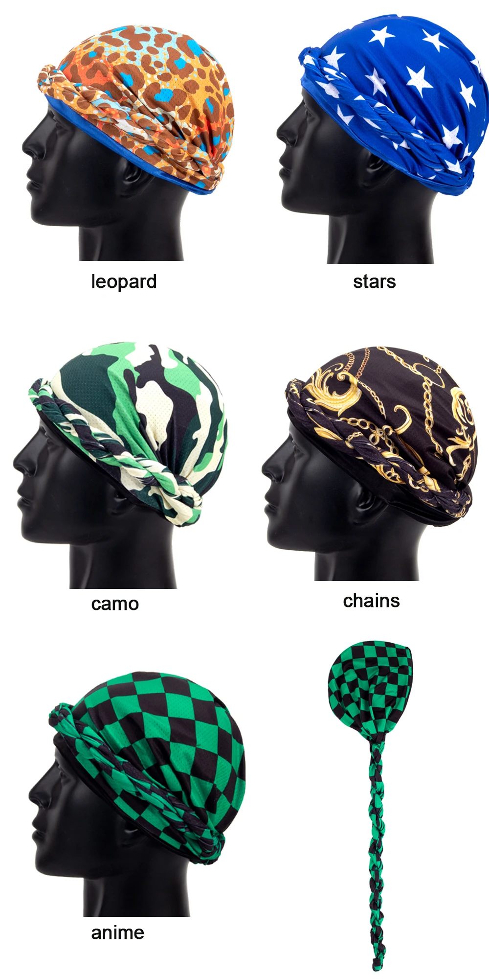 Halo Turban Durag For Men Silk Lined Designer Turban Headwear With ...