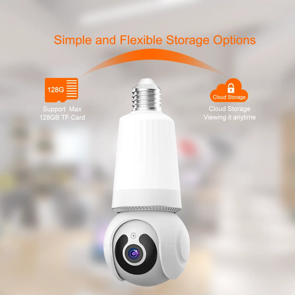 V380 Dual Light Bulb Always on PT Indoor Wifi CCTV IP Camera