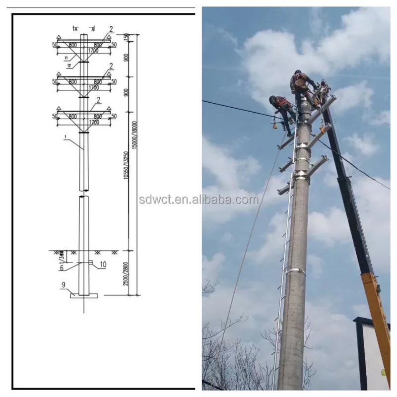 11meters Reinforced Concrete Poles Made In China High Strength ...