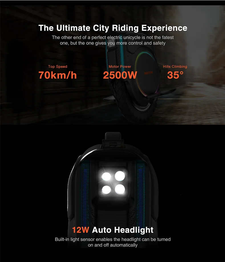 INMOTION V12 Electric Unicycle - High Speed & Smart Control