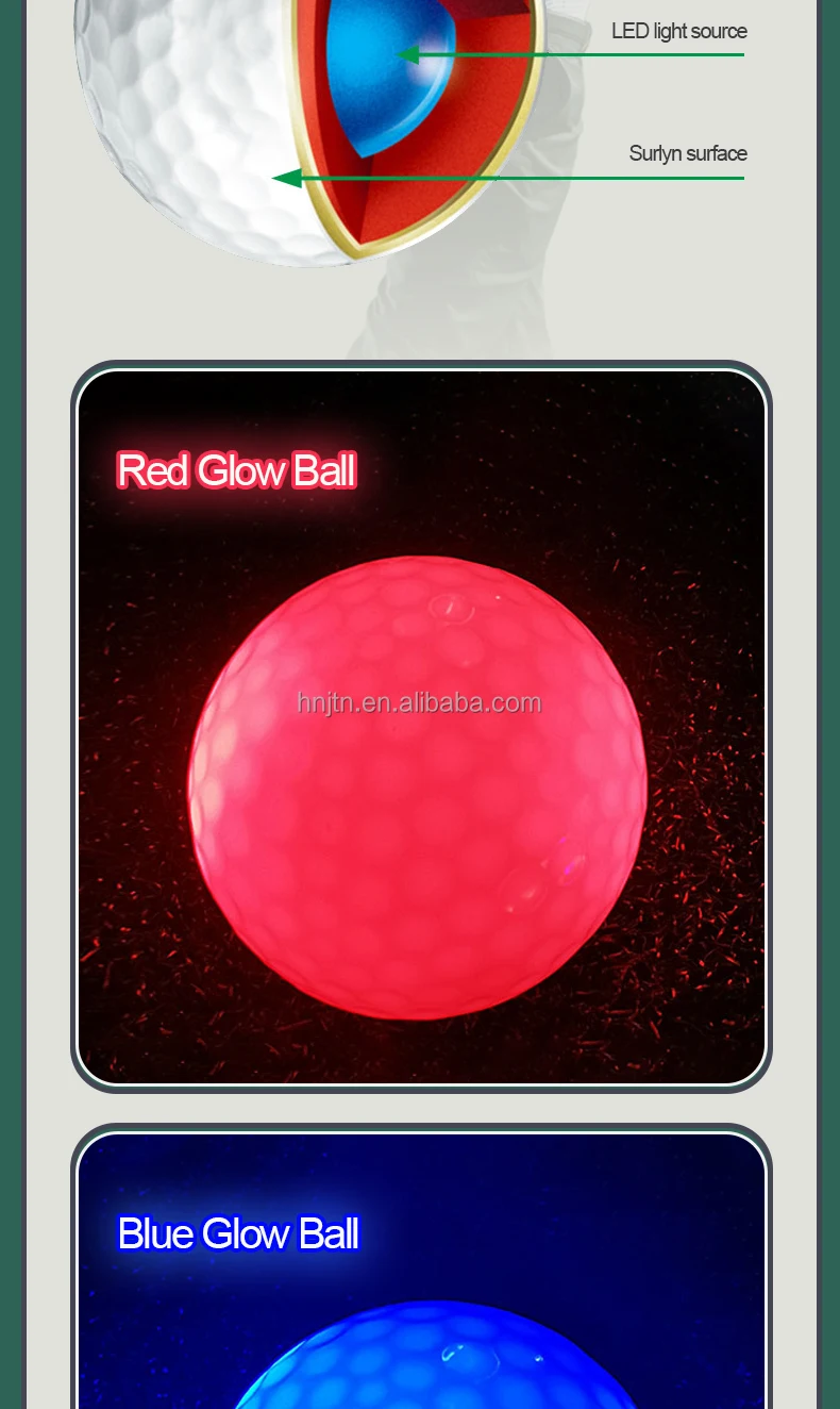 Wholesale Color Glow Golf Ball LED Lighting up Motion Activated