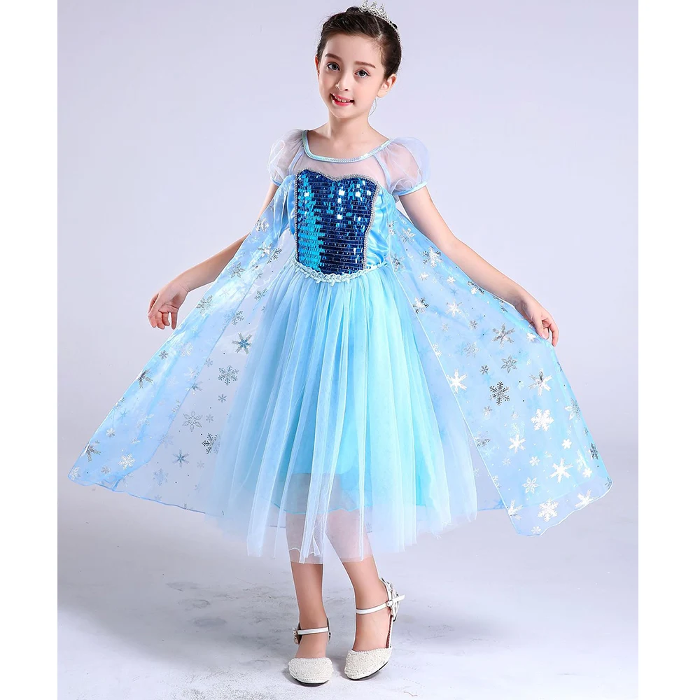 Elegant Elsa Dress Cosplay Costume for Girls - Blue Elsa