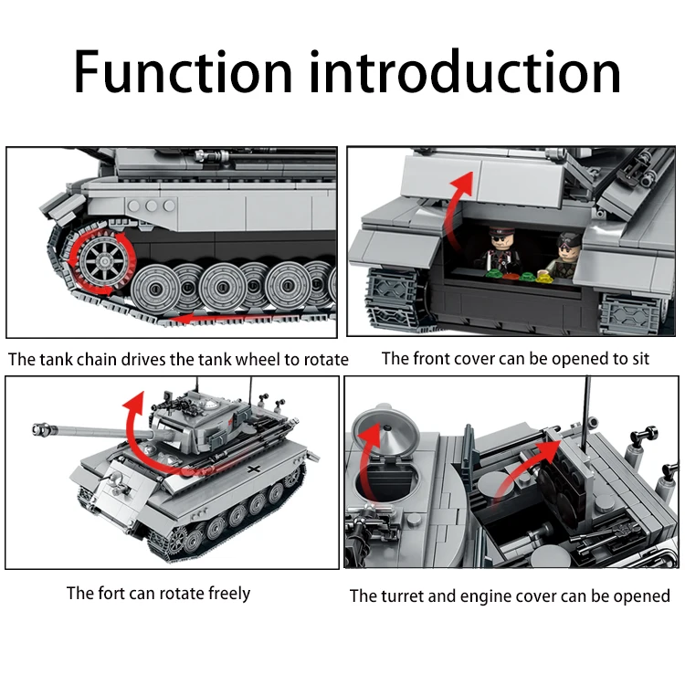 Military King Tiger Heavy Tank Armor Kit Tank Series Model Bricks Wwii ...