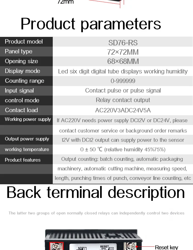 Jakon Sd76-rs Led Digital Length Meter Counter With Modbus Rs485 Odm