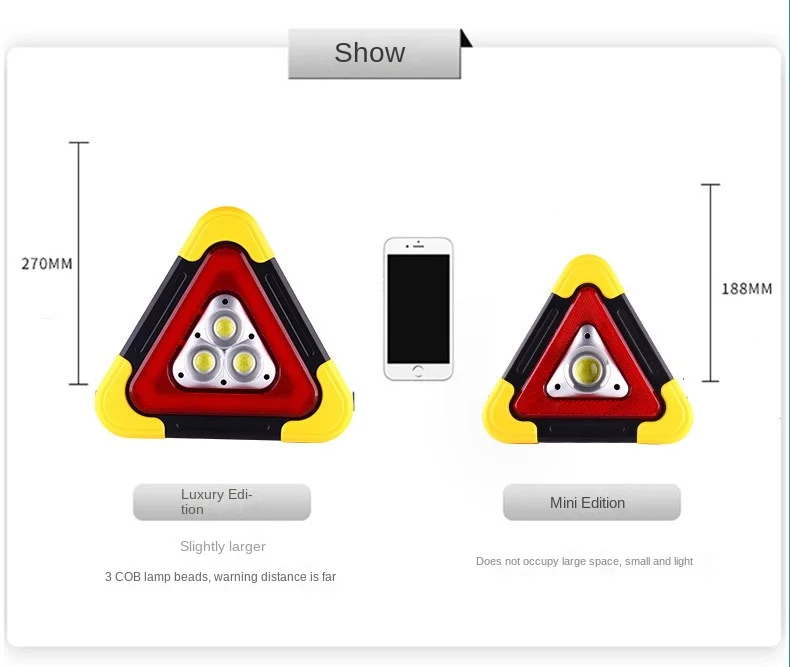 Portable Three-in-one Car Emergency Breakdown Warning Triangle Car ...