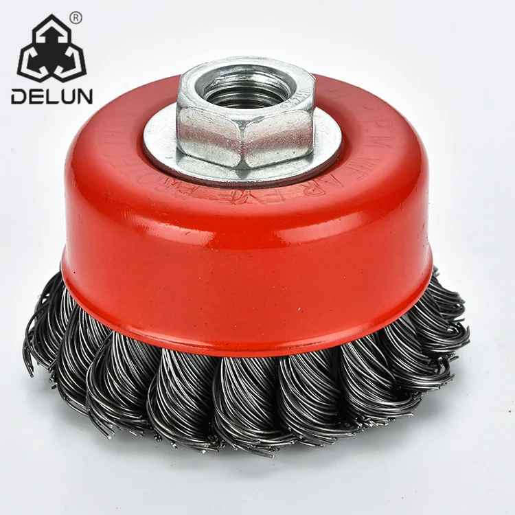 Delun International Standard Hardware Tools Carbon Steel Twisted Round Steel Wire Cup Brush For ...