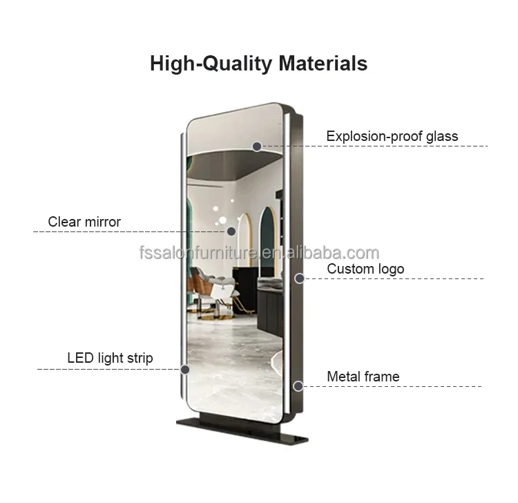 Gold Single Side Mirror Station Luxury Light Led Mirror Cabinet Floor ...