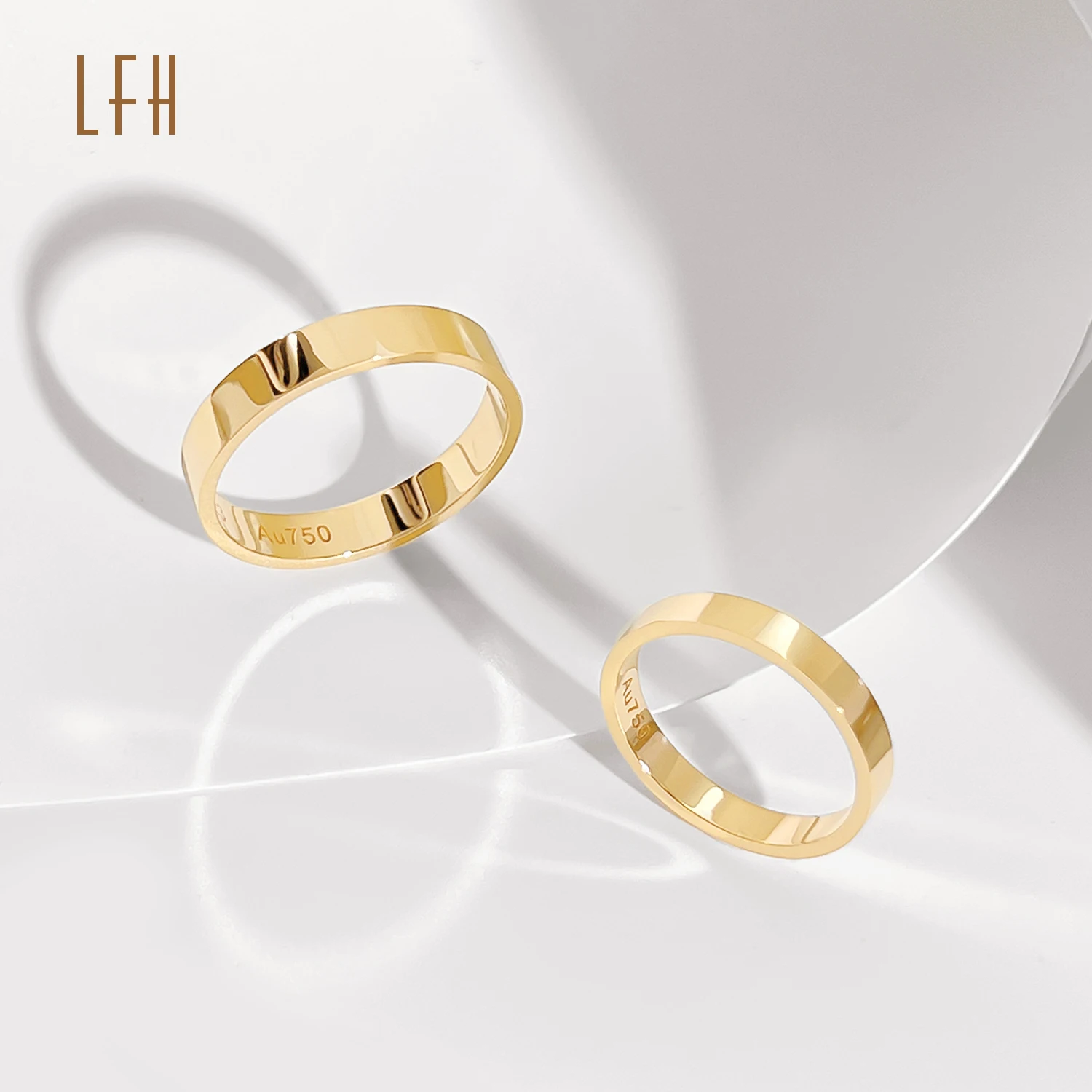 18k Custom Engraved Logo 18k Real Gold Ring Women Rings For Men Gold ...