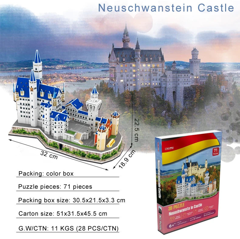 Germany Neuschwanstein Castle Model Building Kits - 3D Puzzle