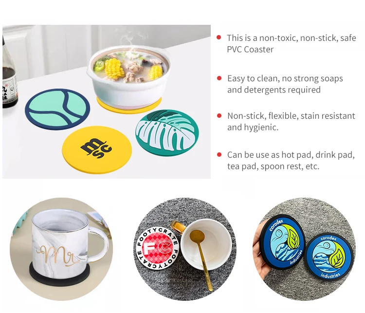 Wholesale Personalized Soft PVC Rubber Water Absorbent Coasters