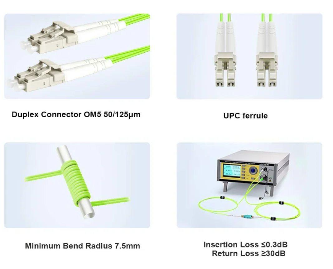 OM5 Fiber Optic Patch CordLC UPC to LC UPC Duplex Multimode Wideband ...