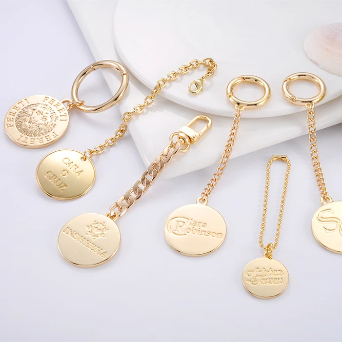 Round Shape With Brand Lion Logo Gold Metal Bag Tags,Handbag Hardware ...