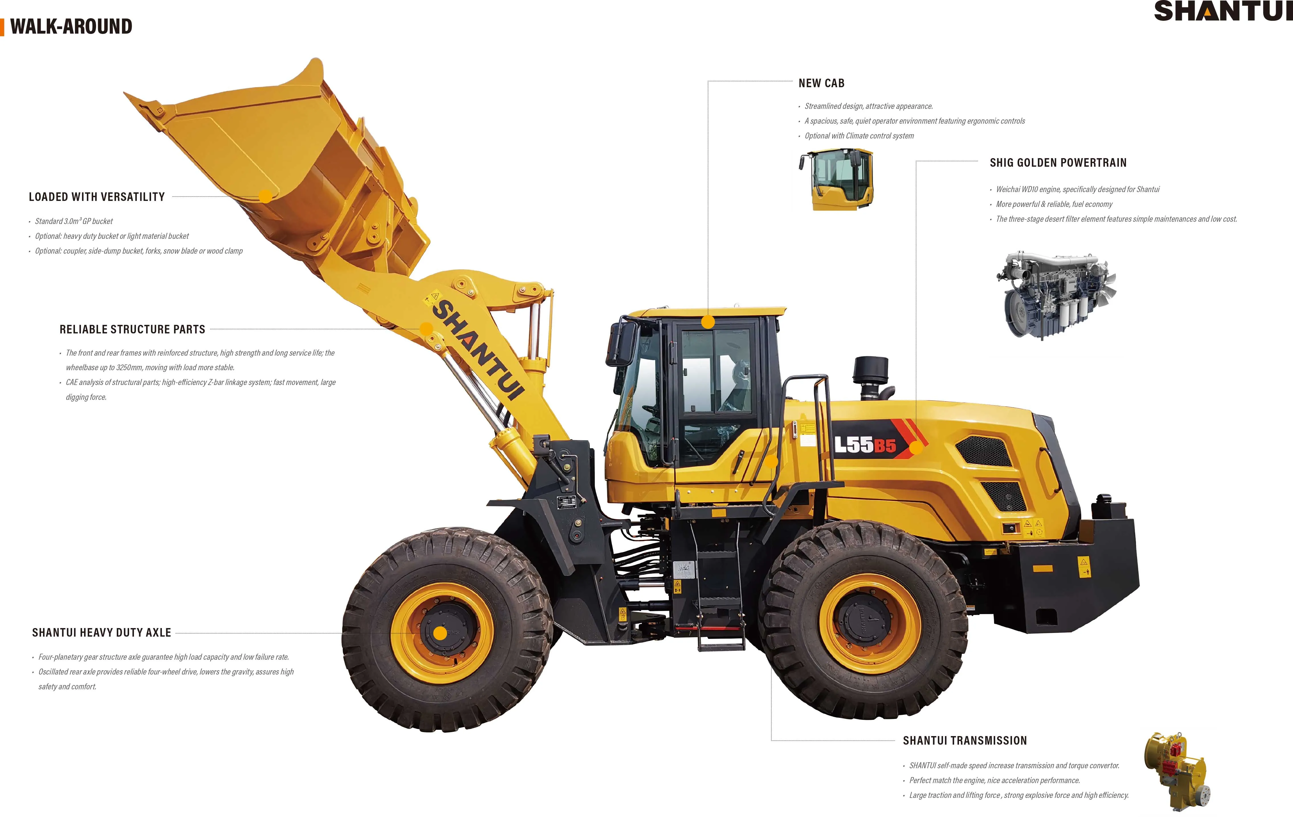 Shantui 3cbm Bucket Hot Sales 5 Ton Wheel Loader L55-b5 - Buy 5t Wheel Loader,Shantui Loader ...